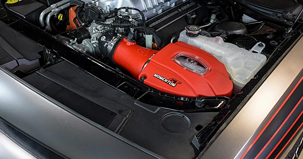 Momentum GT Cold Air Intake System in Raising Hell Red w/ Pro DRY S Filter For 15-16 Hellcat ...
